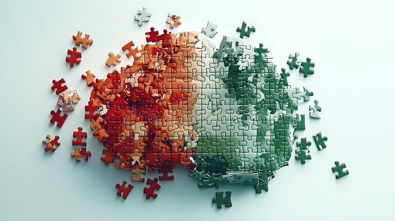 Fragmented ADHD Brain Illustration for Children Educational Content ...