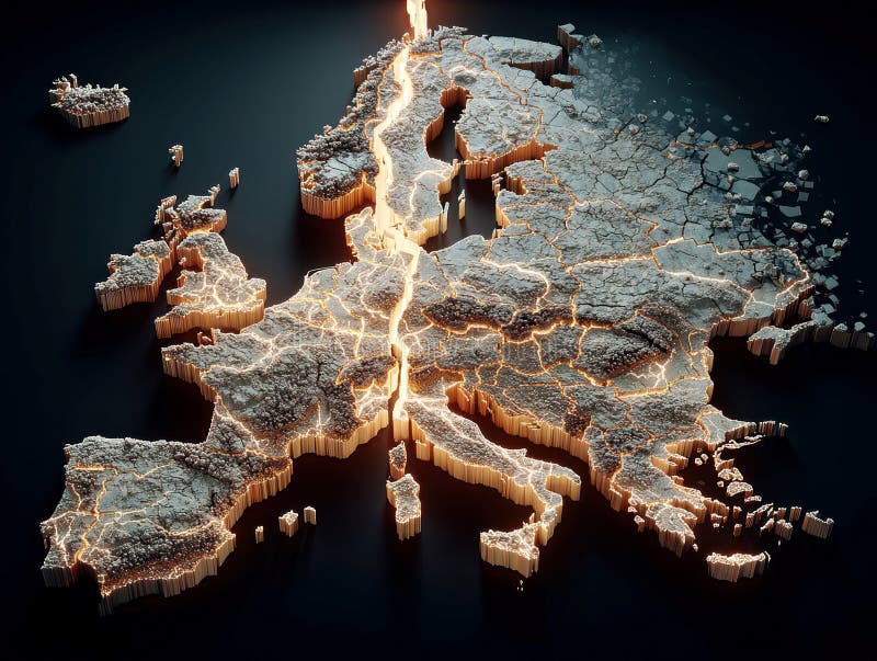 A Fragmented, Artistic Digital Rendering of Europe, Symbolizing Change ...