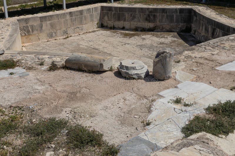 Fragmented Columns at Kourion Archaeological Site Stock Image - Image ...