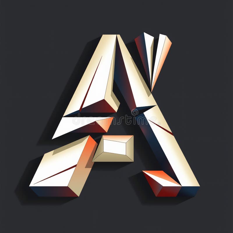 Fragmented Alphabet "a" in Cubist Style with Multiple Perspectives and ...