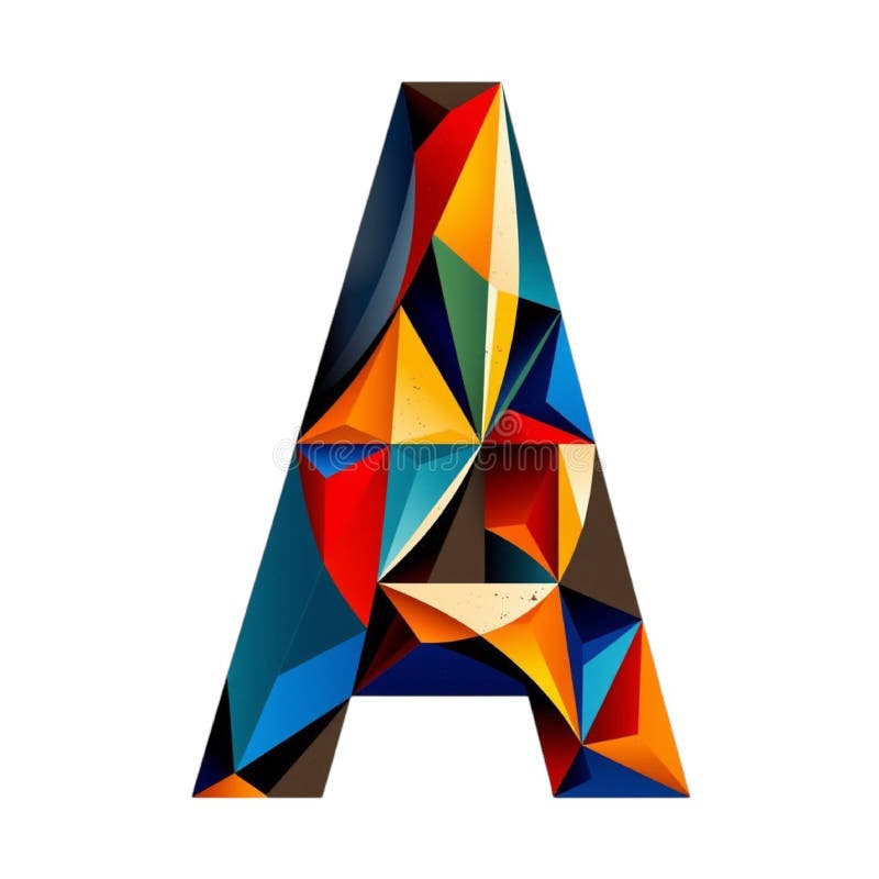 Fragmented Alphabet "a" in Cubist Style with Multiple Perspectives and ...