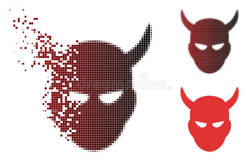 Fragmented Dot Halftone Daemon Head Icon Stock Vector - Illustration of ...