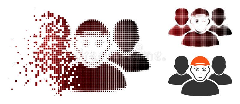 Fragmented Dot Halftone People Group Icon Stock Vector - Illustration ...