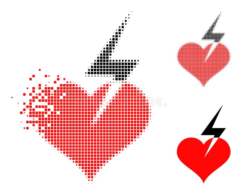 Fragmented Dot and Original Heart Strike Icon Stock Vector ...