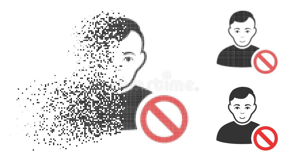 Fragmented Dotted Halftone Forbidden User Icon with Face Stock Vector ...