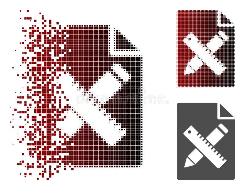 Fragmented Dotted Halftone Pencil and Ruler Design Tools Page Icon ...