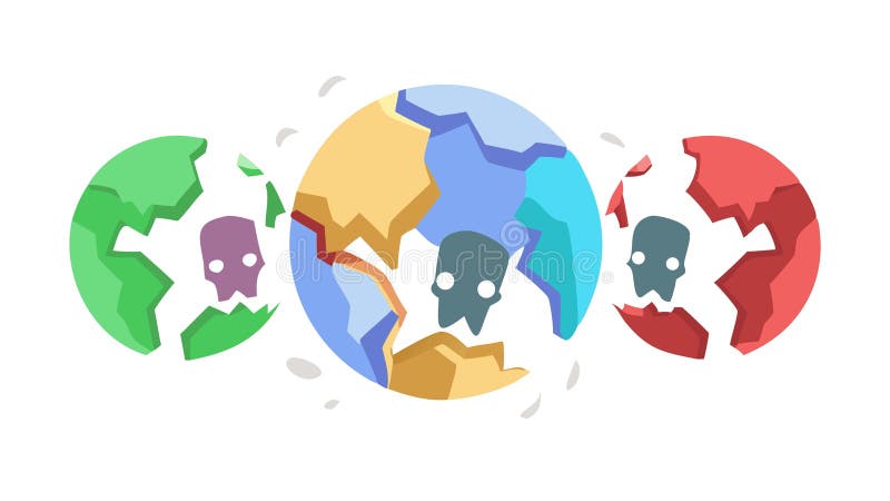 Fragmented Earth, Global Division, World Disunity, Vector Design ...