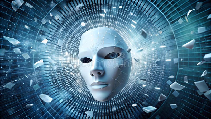 Fragmented Echoes a White Broken Mask in a Digital Void Generative AI ...
