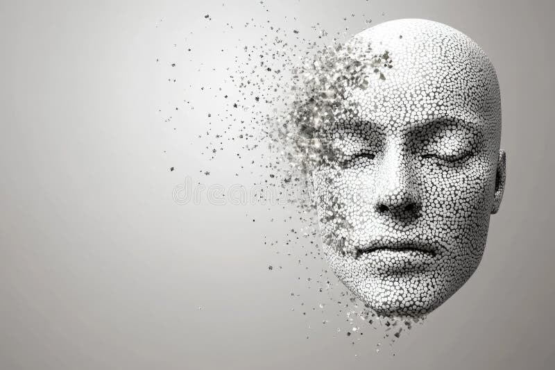 Fragmented Face Disintegration in Abstract 3d Art Stock Illustration ...