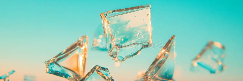 Fragmented Geometric Shapes Float Against a Bright Background Creating ...