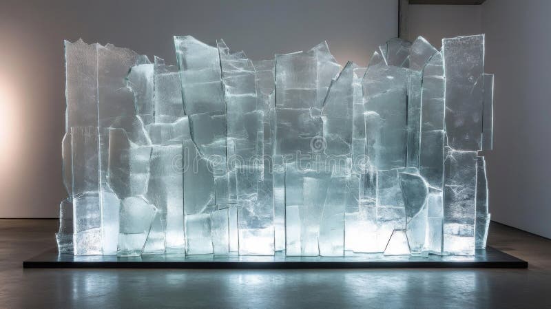 Fragmented Glass Cityscape Art Installation Stock Illustration ...