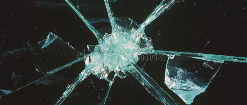 Fragmented Glass Texture Highlighting Sharp Edges Against a Solid Black ...