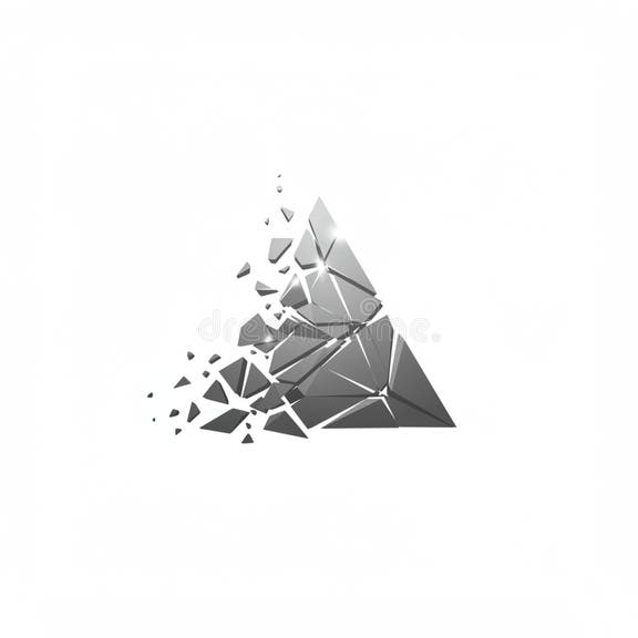A Fragmented, Gray Triangular Structure with a 3D Appearance is Styled ...