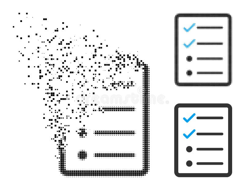 Fragmented and Halftone Dot Checklist Page Glyph Stock Vector ...