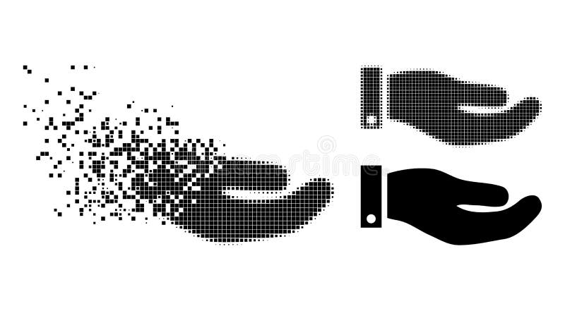 Fragmented and Halftone Pixel Hand Icon Stock Vector - Illustration of ...