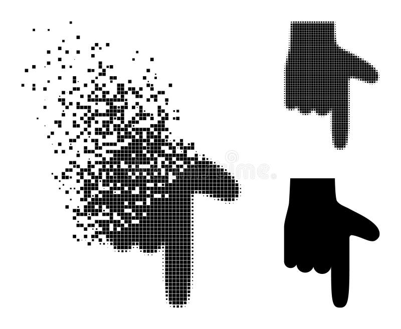 Fragmented and Halftone Pixel Hand Pointer Down Icon Stock Vector ... Fragmented and Halftone Pixel Hand Pointer Down Icon Stock Vector ...