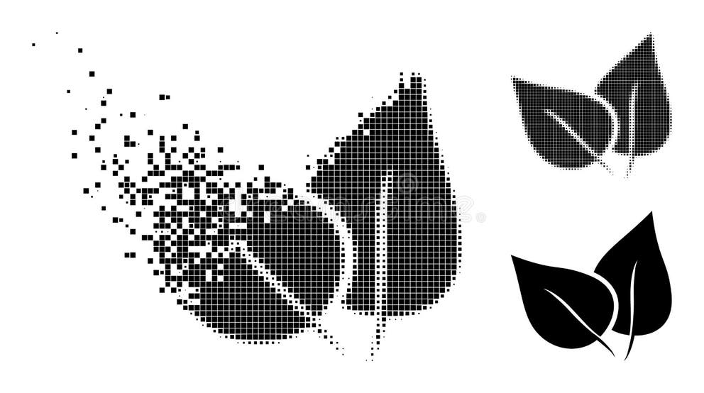 Fragmented and Halftone Pixelated Flora Plant Icon Stock Vector ...
