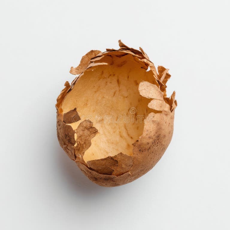 Fragmented Light Brown Spherical Shell on White Background Stock ...