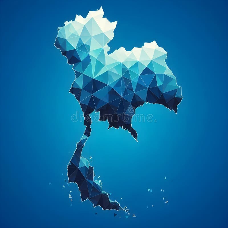 Fragmented Low-Poly 3D Map of Thailand Stock Illustration ...