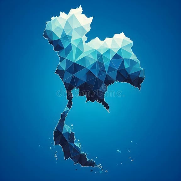Fragmented Low-Poly 3D Map of Thailand Stock Illustration ...