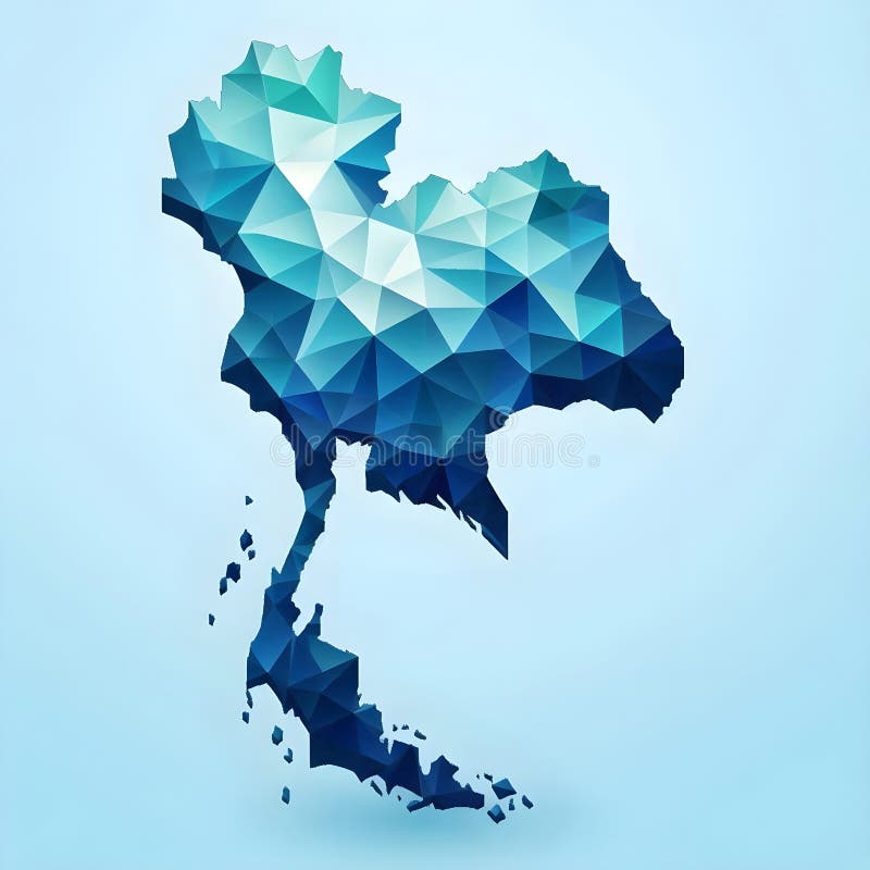 Fragmented Low-Poly 3D Map of Thailand Stock Illustration ...