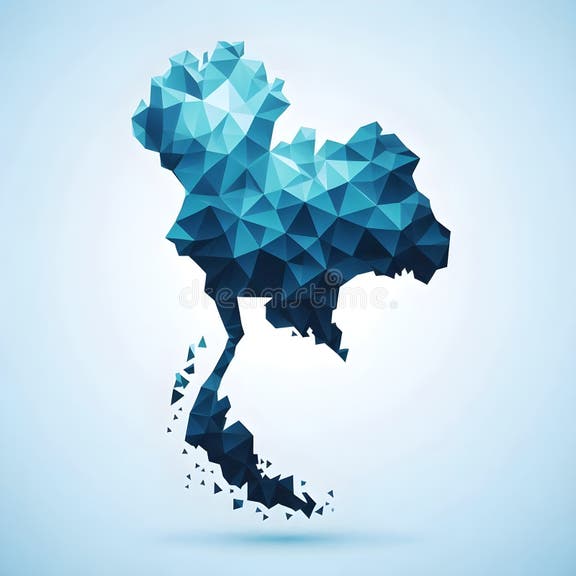 Fragmented Low-Poly 3D Map of Thailand Stock Illustration ...