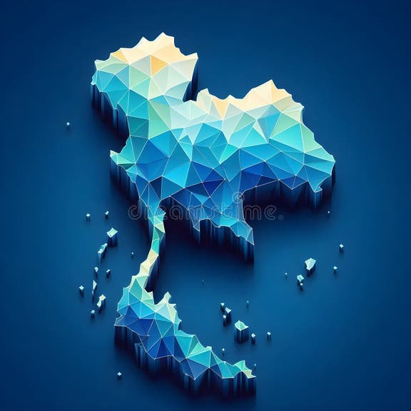 Fragmented Low-Poly 3D Map of Thailand Stock Illustration ...