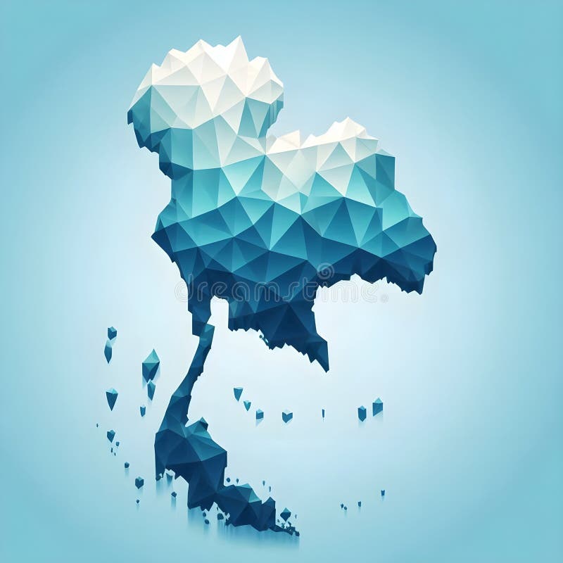 Fragmented Low-Poly 3D Map of Thailand Stock Illustration ...