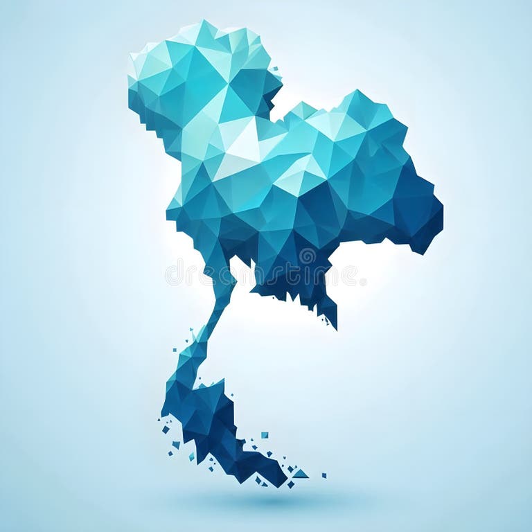 Fragmented Low-Poly 3D Map of Thailand Stock Illustration ...