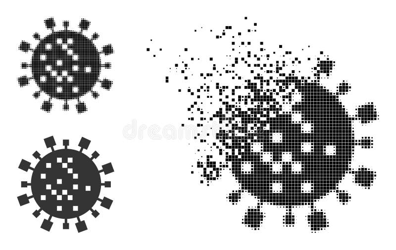 Fragmented Pixel Digital Virus Cell Glyph with Halftone Version Stock ...