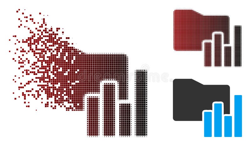 Fragmented Pixel Halftone Charts Folder Icon Stock Vector ...