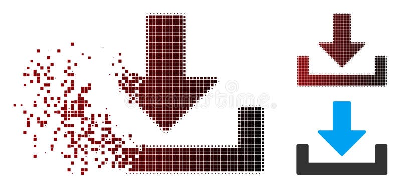 Fragmented Pixel Halftone Download Container Icon Stock Vector ...