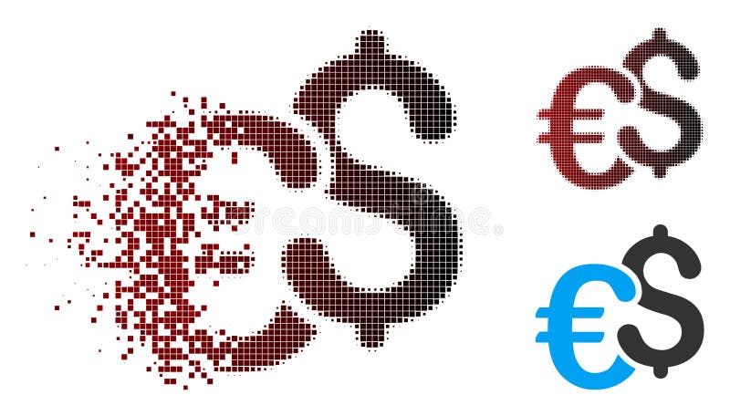 Fragmented Pixel Halftone Euro and Dollar Currency Icon Stock Vector ... Fragmented Pixel Halftone Euro and Dollar Currency Icon Stock Vector ...