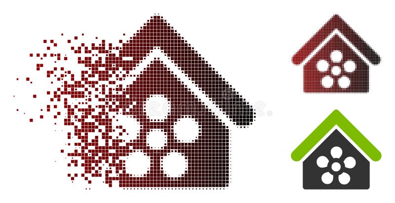 Fragmented Pixel Halftone Flower Orangery Icon Stock Vector ...