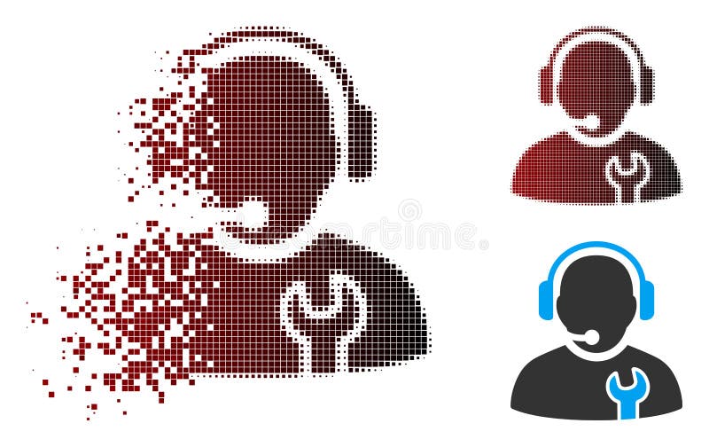 Fragmented Pixel Halftone Service Operator Icon Stock Vector ...