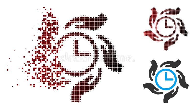 Fragmented Pixel Halftone Time Care Icon Stock Vector - Illustration of ...
