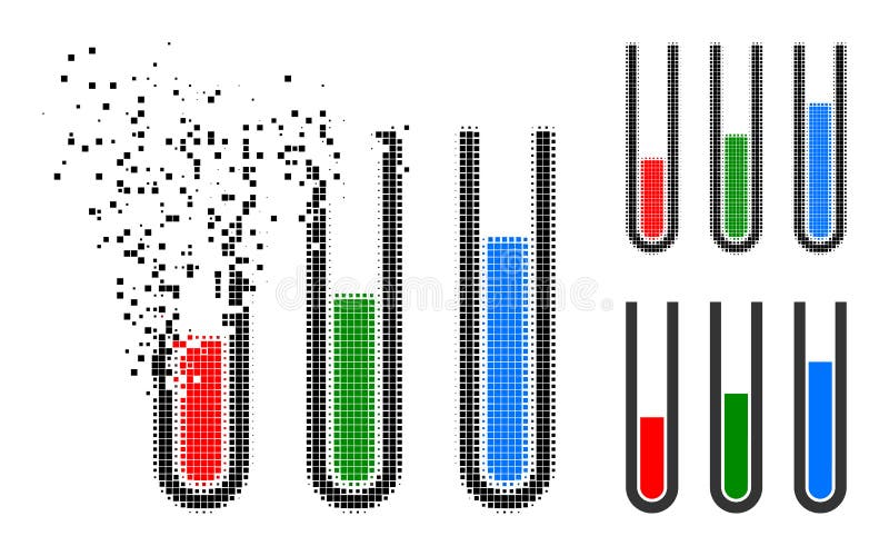 Burst Pixel Analysis Test Tubes Icon with Halftone Version Stock Vector ...
