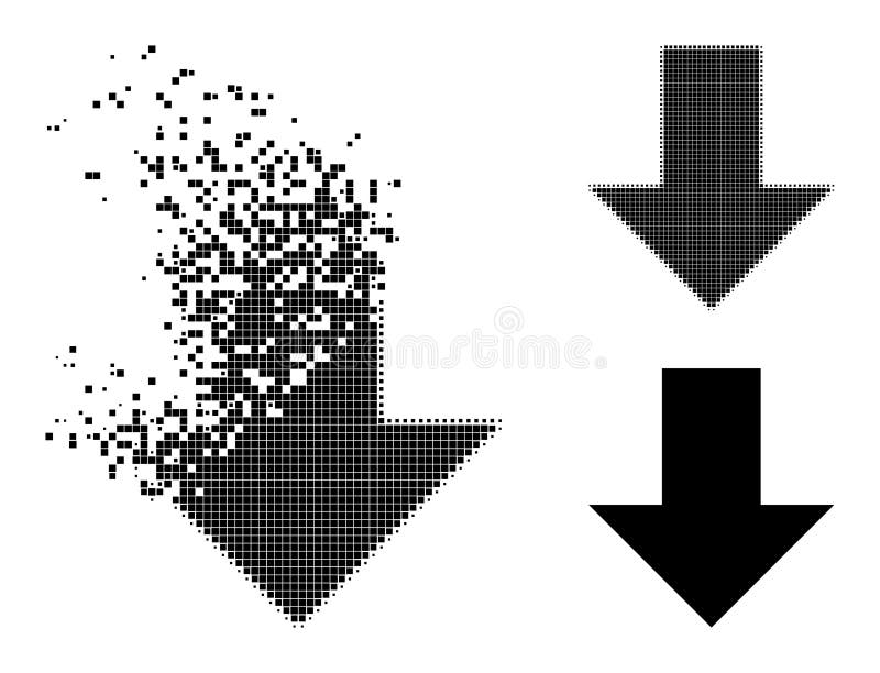 Dissolved and Halftone Dotted Arrow Down Glyph Stock Vector ...