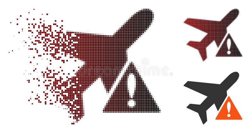 Fragmented Pixelated Halftone Airplane Error Icon Stock Vector ...