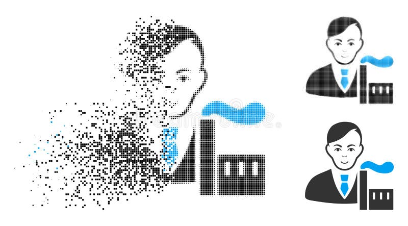 Fragmented Pixelated Halftone Capitalist Oligarch Icon with Face Stock ...