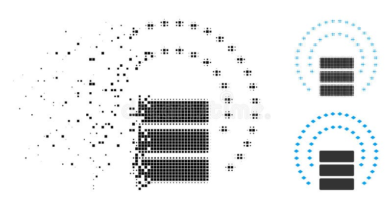 Fragmented Pixelated Halftone Database Sphere Shield Icon Stock Vector ...