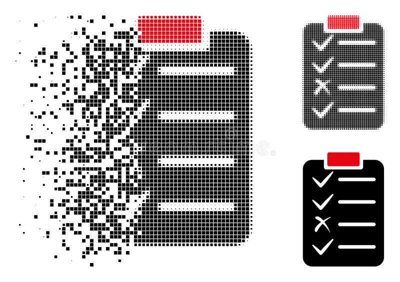 Fragmented Pixelated Halftone Task List Icon Stock Vector ...
