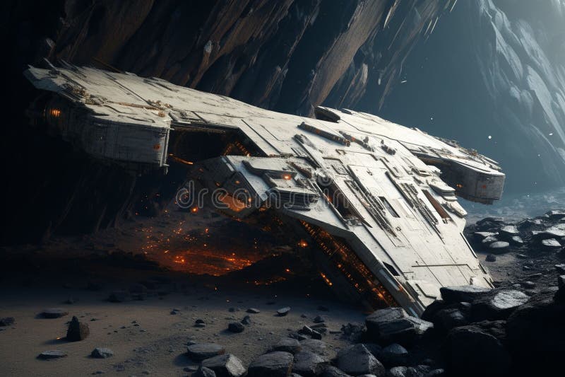 Fragmented Remnants of an Ancient Spaceship Stock Illustration ...