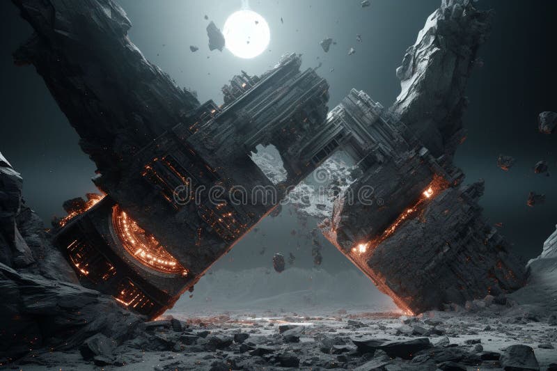 Fragmented Remnants of an Ancient Spaceship Stock Illustration ...