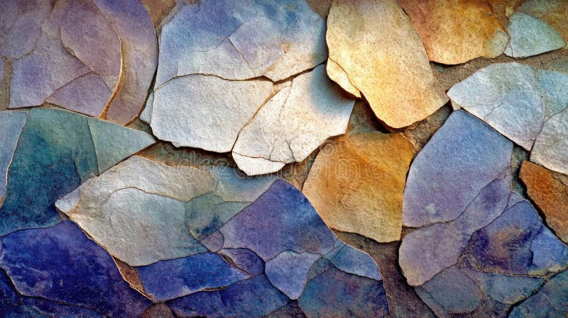 Fragmented Stone Mosaic in Circular and Square Shapes Exhibiting a Raw ...