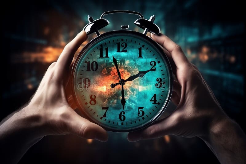 Fragmented Time Hand Holding Broken Analog Clock with Dispersion Effect ...