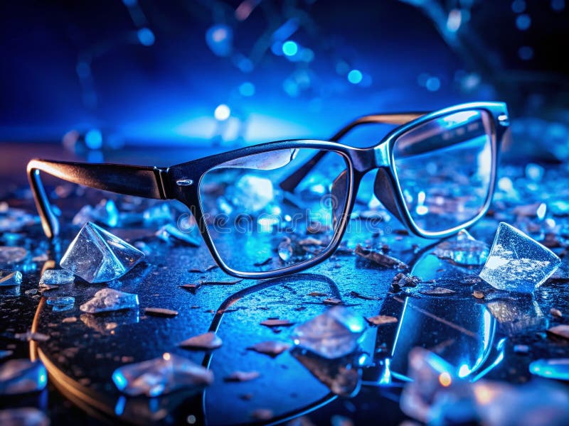 Fragmented Vision a LowLight Study of Shattered Eyeglasses Against a ...