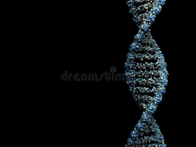 A Fragmenting DNA Strand Against a Black Background, 3D Rendering Stock ...