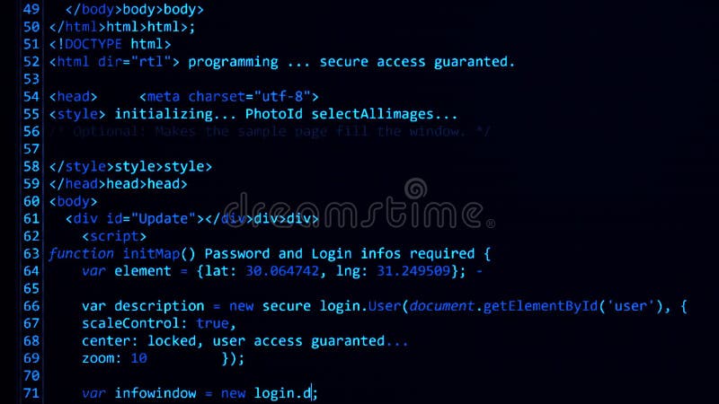 Fragmento De Código HTML Y JavaScript1 Almacen De Video - Vídeo de ...