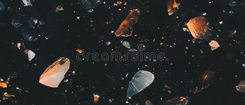 Dark Background Featuring Broken Glass Fragments with Contrasting ...